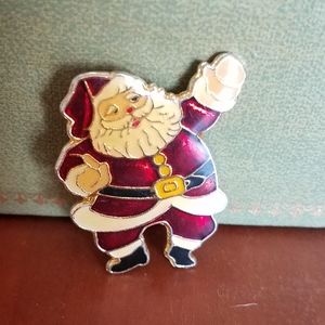 Vintage | Jewelry | Vintage Enamel Santa Brooch | Poshmark